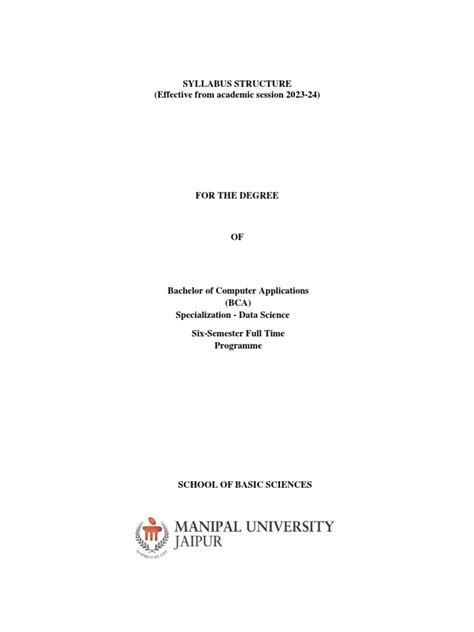 Bachelor Of Computer Applications Bca Data Science Structure 2023