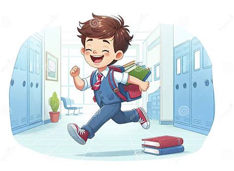 Imagen Animada De Un Muchacho Con Una Mochila Corriendo Alegremente Por