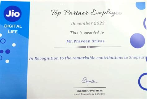 Praveen Srivas On Linkedin Bestpartneremployee Mlinnovation Shopsureproject Teamworksuccess…