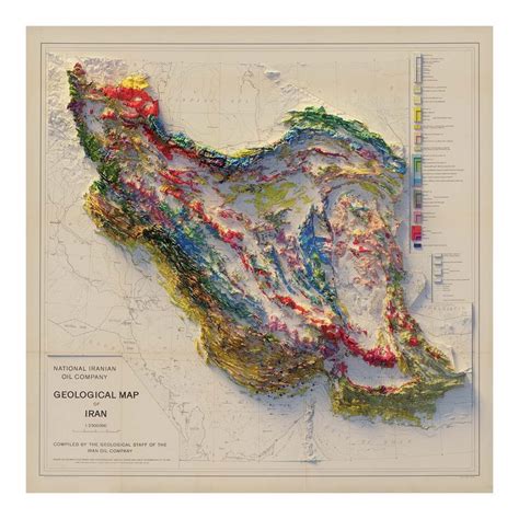 Vintage Relief Map Of Iran 1957 Muir Way Cartographie Géographie