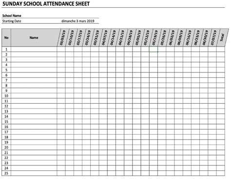 Printable Attendance Sheets Printablelib