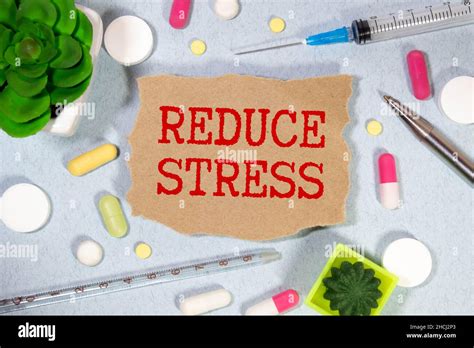 Reduce Stress Text Concept Write On Notebook With Pen Stock Photo Alamy