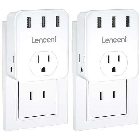 3 Prong To 2 Prong Adapter 2 Pack 3 Outlets Extender With 3 Usb Ports Wall Charger Multi Plug