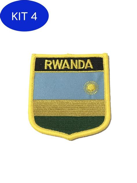 Kit Patche Aplique Bordado Escudo Da Bandeira De Ruanda X Cm