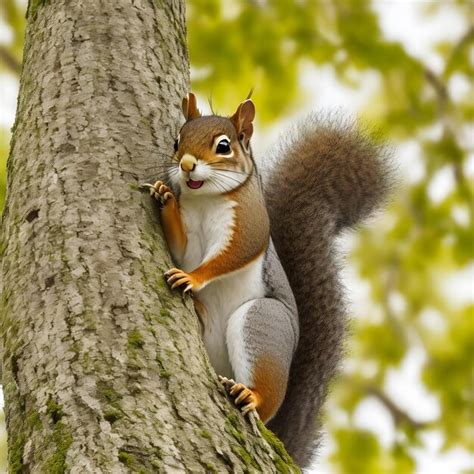 Premium AI Image Photo The Clever Squirrel Perched On A Tree Branch