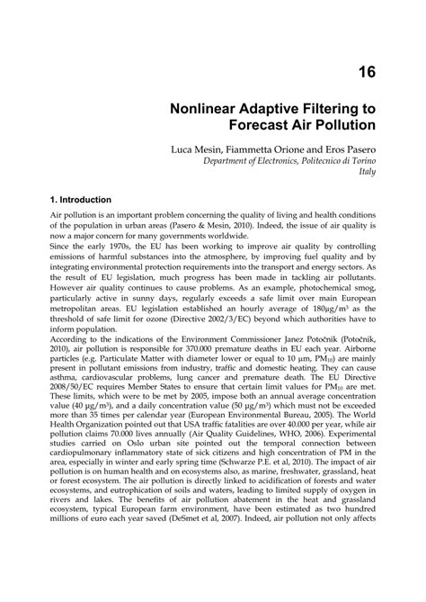 Pdf Nonlinear Adaptive Filtering To Forecastair Pollution
