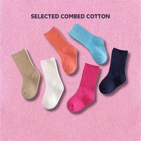 Girls Solid Knitted Socks Warm Thermal Cotton Blend Comfy Temu