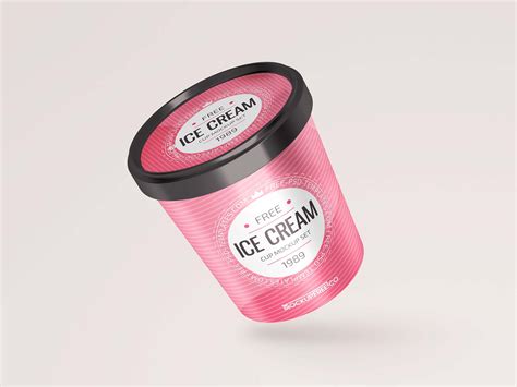 Free Ice Cream Round Box Mockup PSD