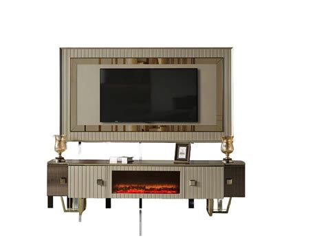 Jvmoebel Sideboard Luxus Kamin Sideboard Wohnwand Schrank Board Panel
