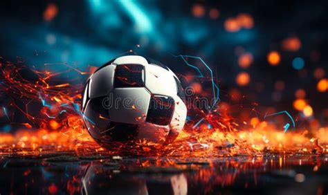 Dynamic Soccer Ball On Field With Digital Analysis Graphics Depicting Sports Data Analytics And