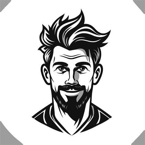 Portrait Of A Man With A Beard And Mustache Vector Illustration