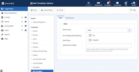 Mail Templates Options Joomla Documentation