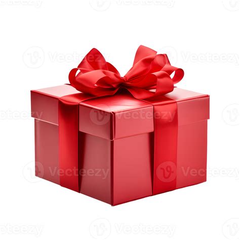 Ai Generated Red T Box With Bow And Ribbon Without Background