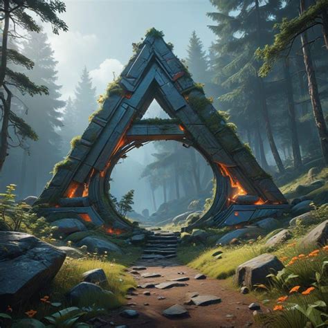 Ancient Sierpiński Triangle Gateway Ai Art