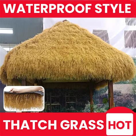 2m 11m Yellow Simulated Grass Roll Artificial Thatch Roof Decoration