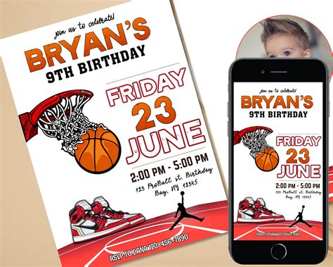 Basketball Birthday Invitation Template Printable Basketball Etsy