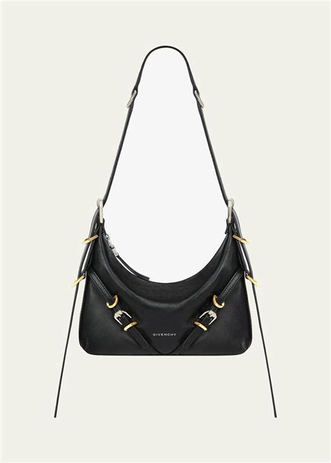Givenchy Voyou Mini Tumbled Leather Shoulder Bag Black Editorialist