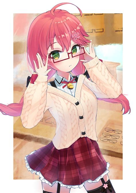 Sakura Miko With Her Glasses R Virtualyoutubers