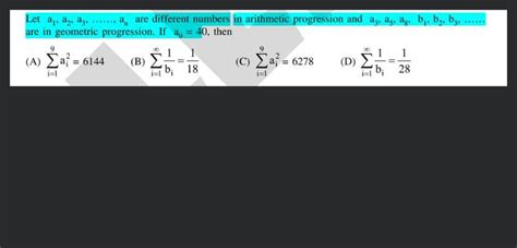 Let A1 A2 A3 An Are Different Numbers In Arithmetic Progression An