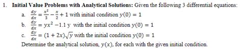 solved initial value problems with analytical solutions