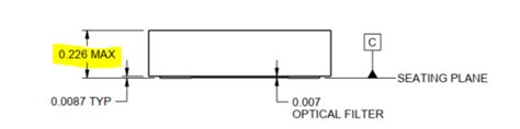 OPT3007 3D STEP File Device Height Is Different From DS Sensors