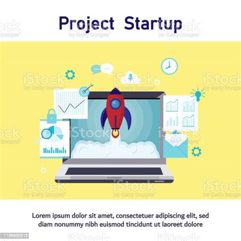비즈니스 프로젝트 시작 프로세스 시작 아이디어 시작 프로젝트 관리 계획 비즈니스 통신 비즈니스 시작 평면 비즈니스 벡터 일러스트 레이 션 디자인 개념에 대한 스톡 벡터 아트