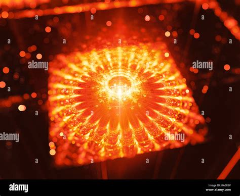 Fiery Glowing Quantum Processor In Space Computer Generated Abstract