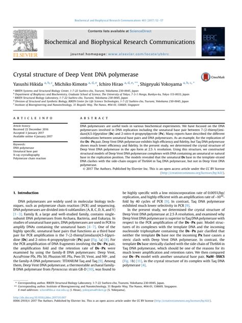 Crystal Structure Of Deep Vent Dna Polymerase Pdf Polymerase Chain