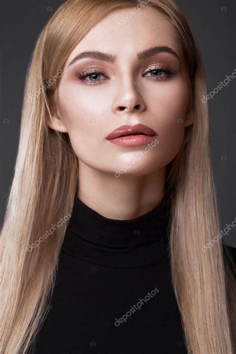 Sexy Fashion Model With Long Hair Young European Attractive Beautiful