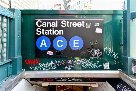 New York City August 10 2017 Canal Street Subway Station In