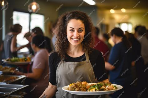 Premium Ai Image Young Woman Volunteering At A Homeless Shelter