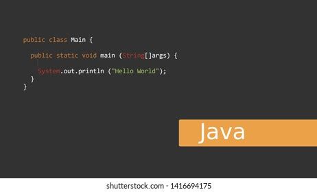 Hello World Code Java Programming Language Stock Illustration