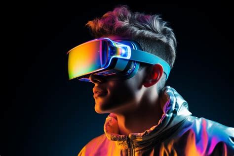 Adult Man Using A Vr Virtual Reality Headset Glasses For Gaming And