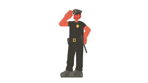 Male Police Officer Smiling Cartoon Animation Caucasian Adult