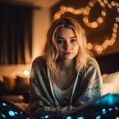 Premium Photo Ai Generated Illustration Of A Young Female Sits In Bed