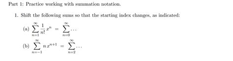 Solved Part Practice Working With Summation Notation Chegg