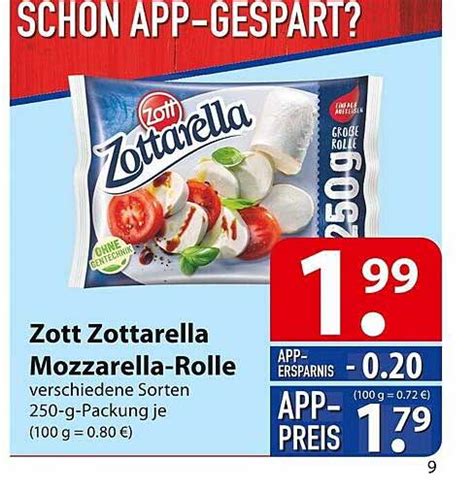 Zott Zottarella Mozzarella Rolle Angebot Bei V Markt