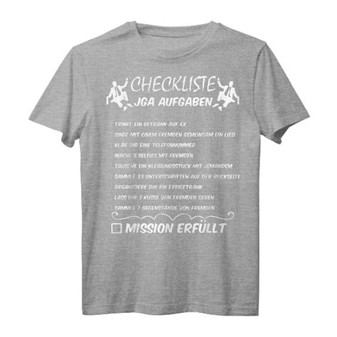 JGA Junggesellenabschied Aufgaben Checkliste JGA T Shirt Lustige