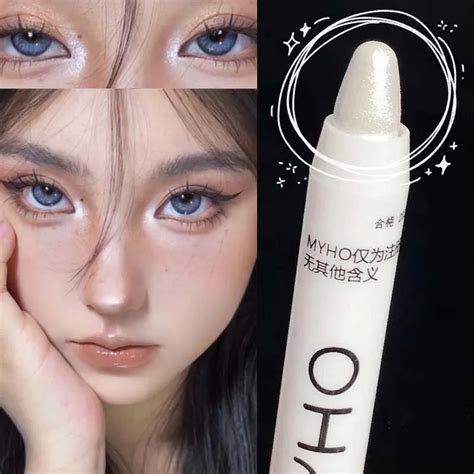글리터 라이딩 누에 하이라이터 펜슬 오래 지속되는 브라이트닝 아이즈 코너 진주 광택 화이트 아이섀도우 펜 샤이니 아이