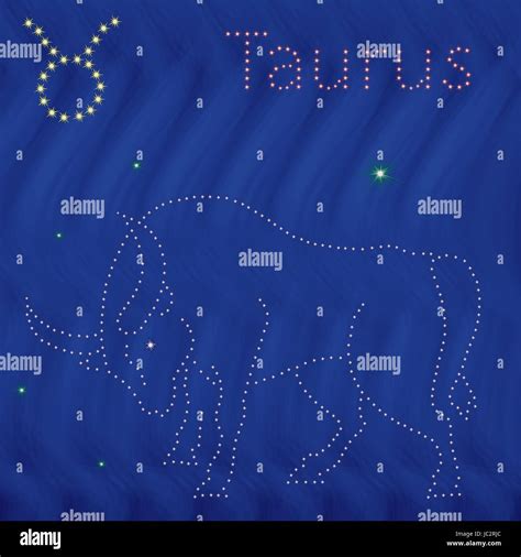 Zodiac Sign Taurus Contour With Tiny Stars On The Background Of Blue