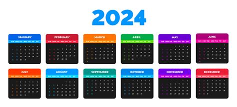 2024 다채로운 캘린더 데스크탑 플래너 템플릿 세트입니다 기업 비즈니스 벽 또는 책상 간단한 플래너 2024 화려한 달력