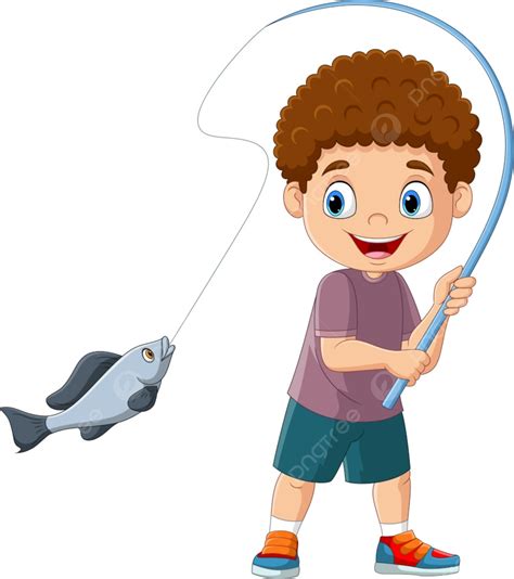 卡通快樂小男孩釣魚 釣魚 可愛的 竿向量圖案素材免費下載，png，eps和ai素材下載 Pngtree