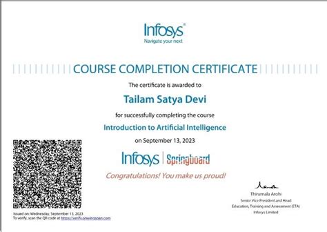 satyadevi tailam on linkedin infosysspringboard artificialintelligence