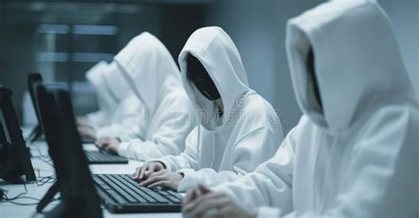 Hackers With Hoodies Hacker Group Organization Or Association Stock