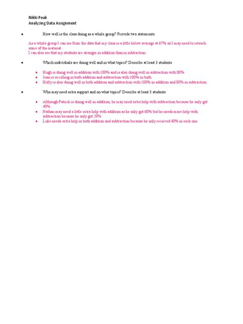 Analyzing Data Assignment Pdf Self Improvement Wellness