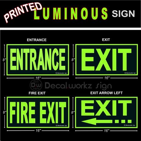 Printed Laminated Luminous Fire Exit Entrance Glow In The Dark In 3mm