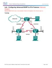 Lab Troubleshooting Basic EIGRP For IPv And IPv ILM Lab Configuring Advanced