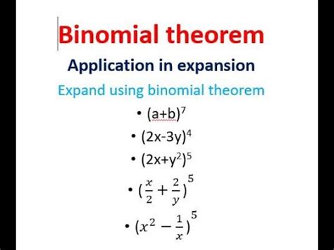 Binomial Theorem Application In Expansion With Examples Youtube