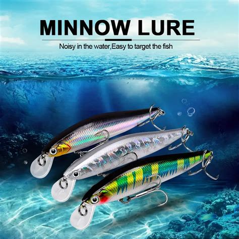 Minnow Fishing Lure Wobbler Artificial Jerkbait Treble Hooks Temu