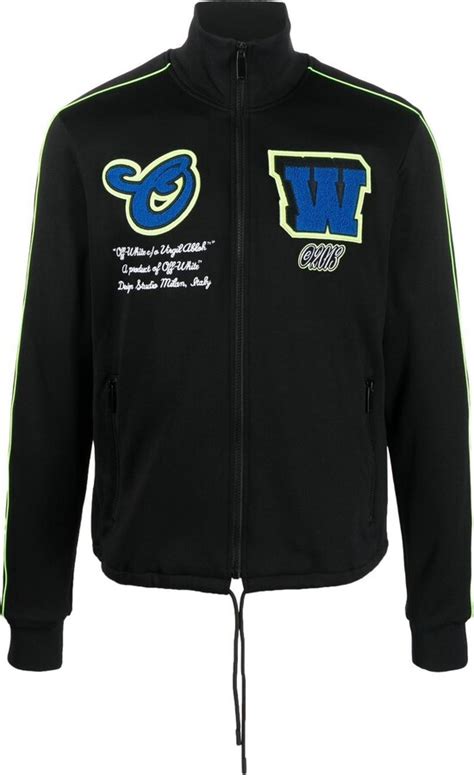 Off White Logo Patch Varsity Jacket Shopstyle
